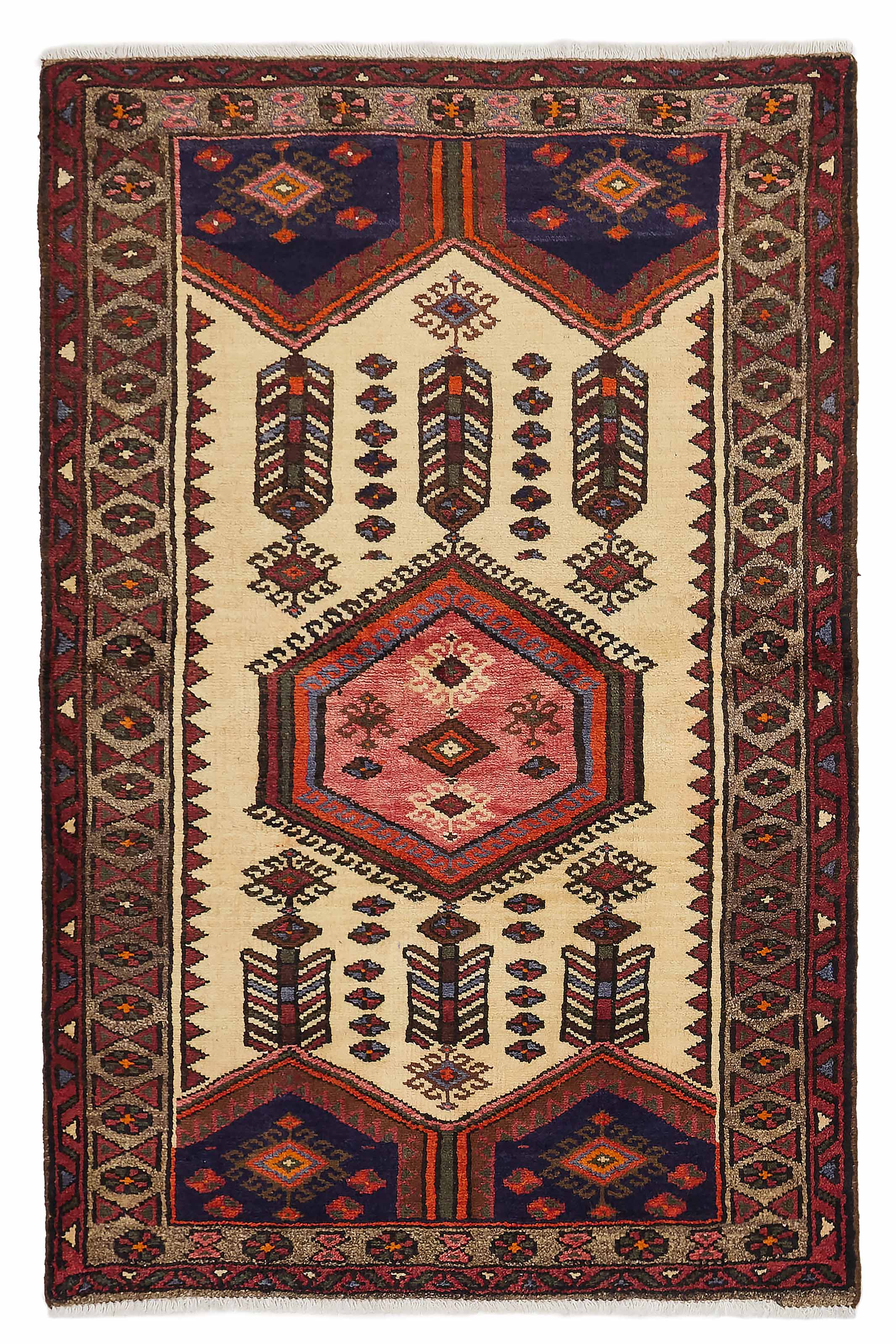 Vintage Hand-Knotted Area Rug 3'5" x 5'2" Traditional Wool Carpet ...